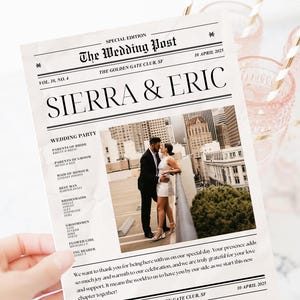 Wedding Newspaper Template, Printable, Wedding Program, Newlywed Times ...