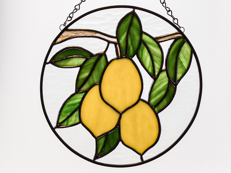 Stained Glass Lemon Trio Panel - Etsy