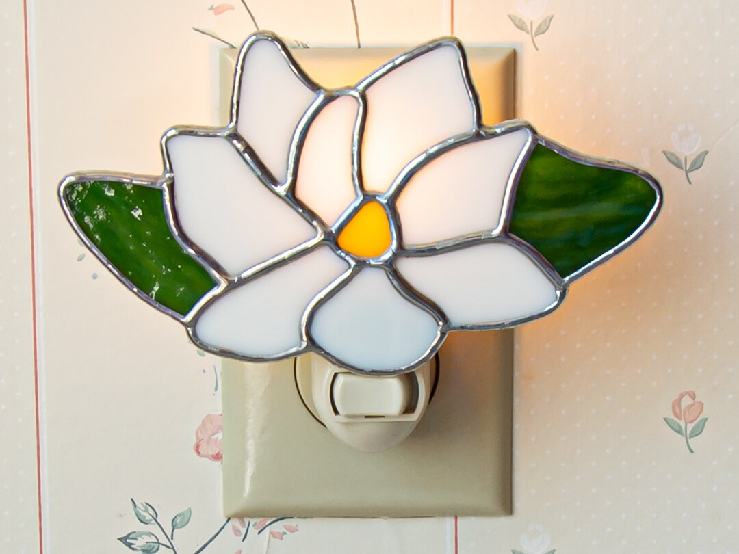 Stained Glass Magnolia Night Light - Etsy