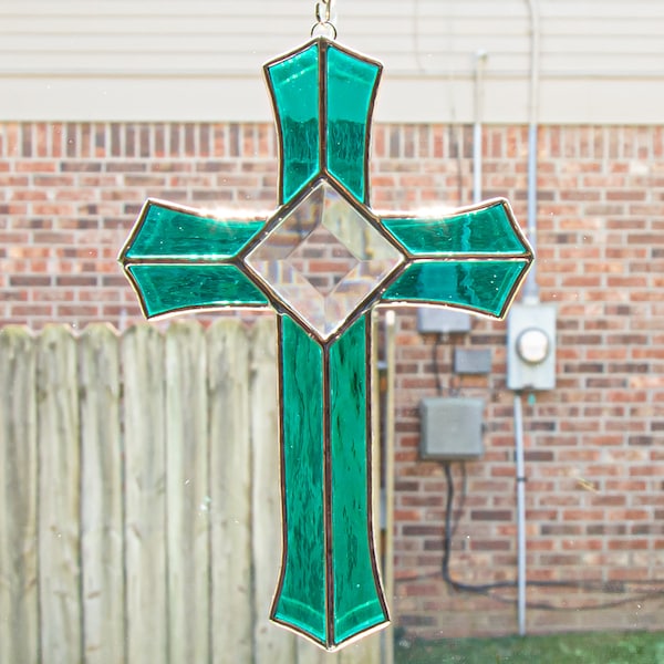 Stained Glass Window Hangings Cross - Etsy