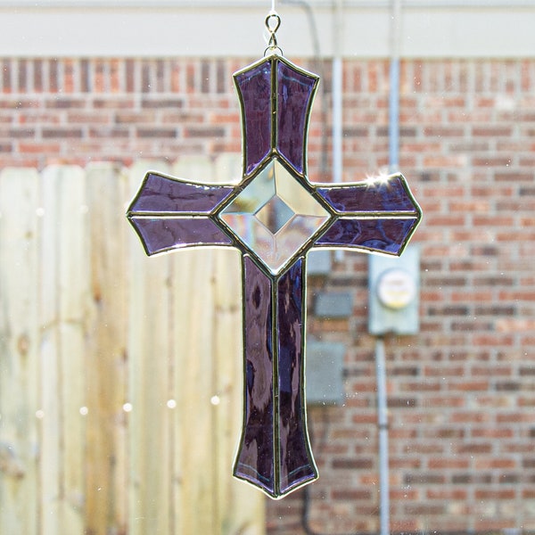 Stained Glass Window Hangings Cross - Etsy