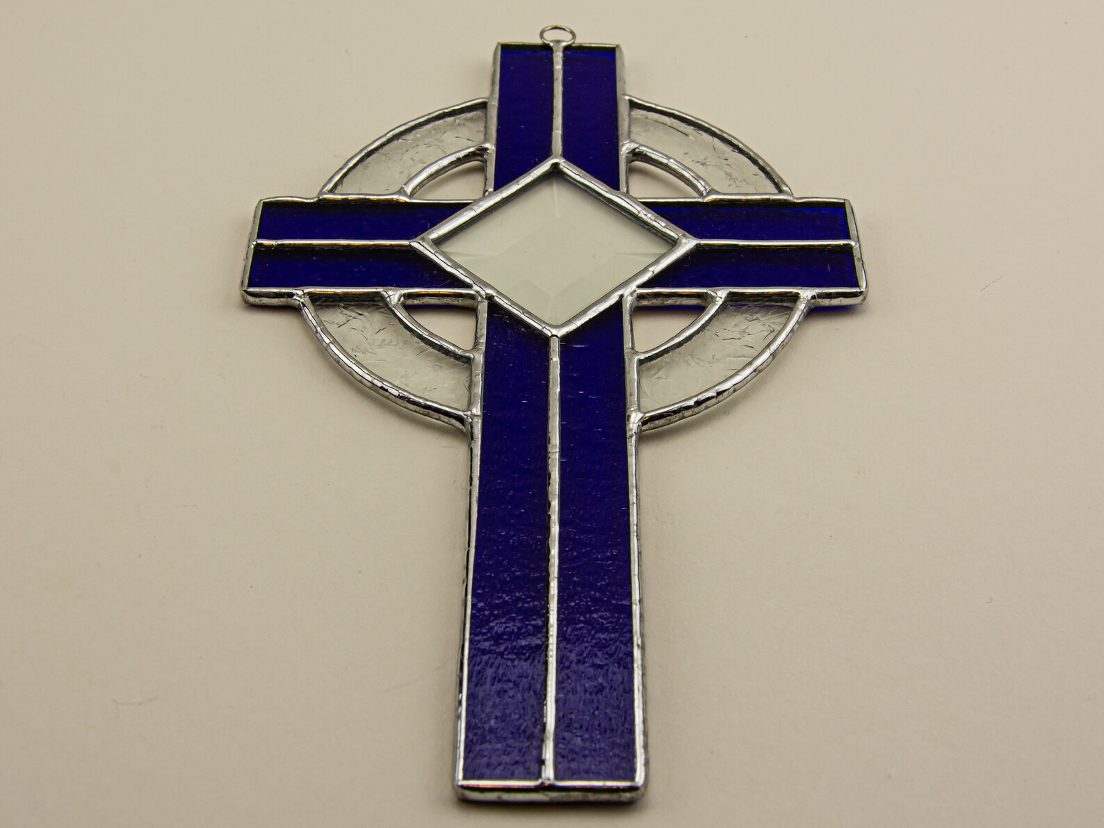 Stained Glass Blue Celtic Cross Suncatcher - Etsy