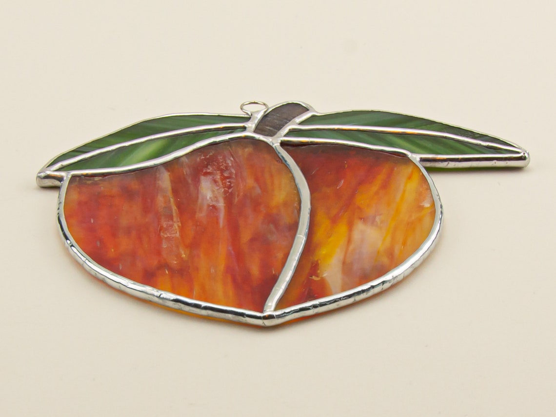 Stained Glass Peach Suncatcher - Etsy