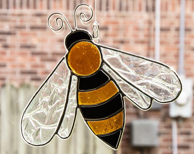 Stained Glass Honey Bee Suncatcher - Etsy