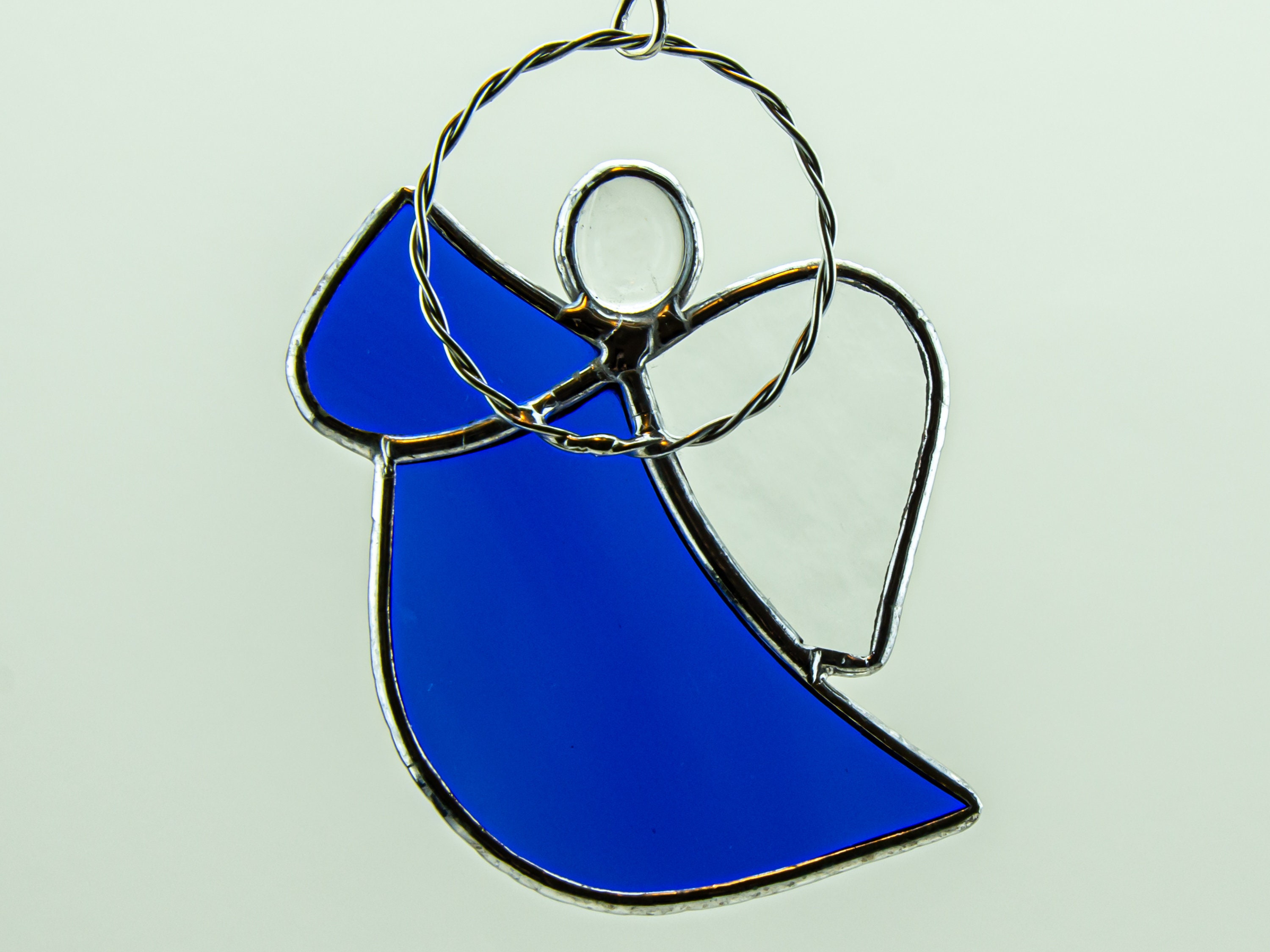 Stained Glass Medium Blue Tiny Angel Suncatcher | Etsy