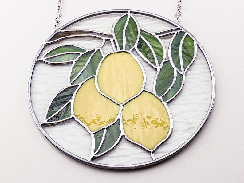 Stained Glass Lemon Trio Panel - Etsy