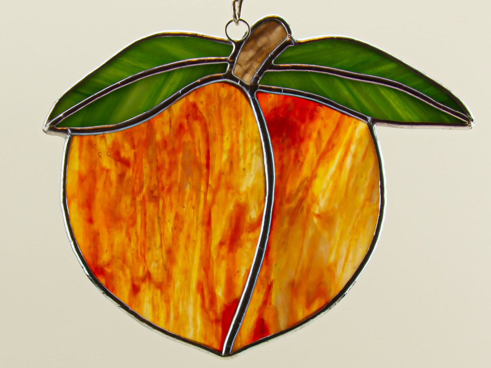 Stained Glass Peach Suncatcher - Etsy