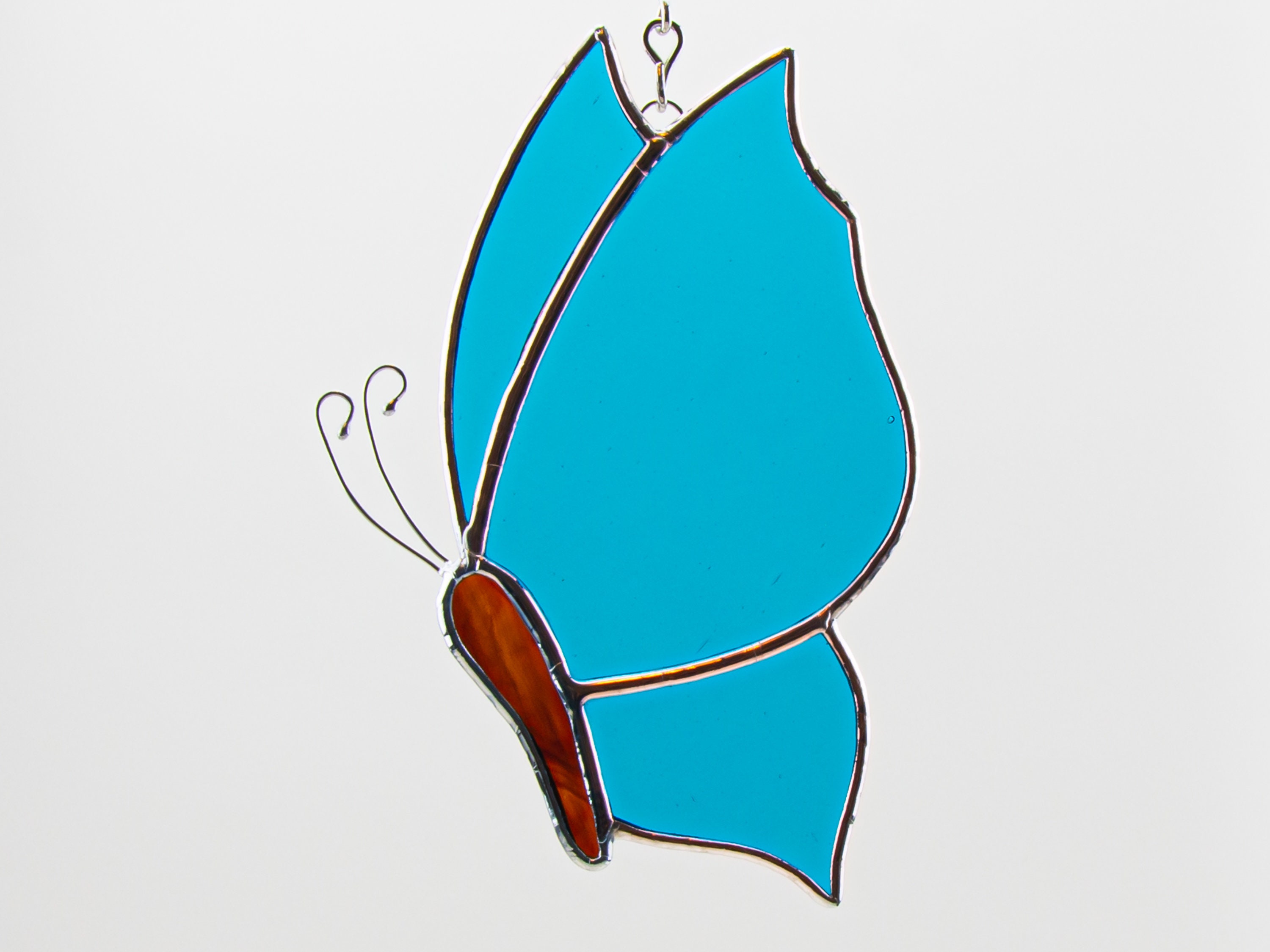 Stained Glass Aqua Blue Butterfly Suncatcher - Etsy