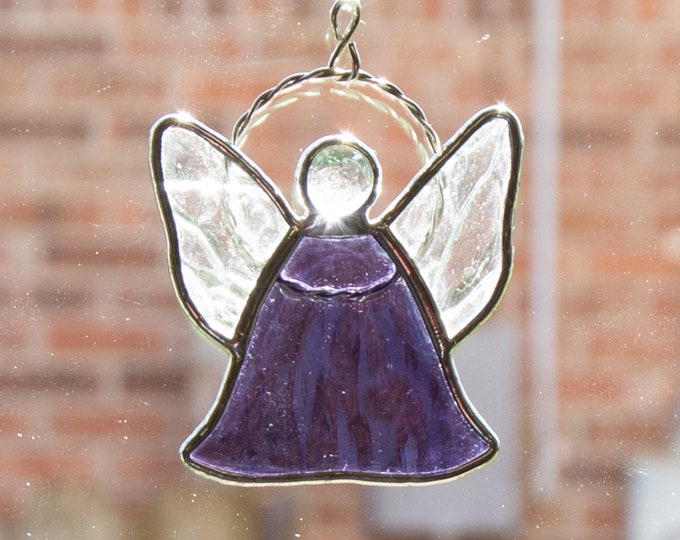 Stained Glass Grape Purple Tiny Angel Suncatcher, Artisan Glass New ...