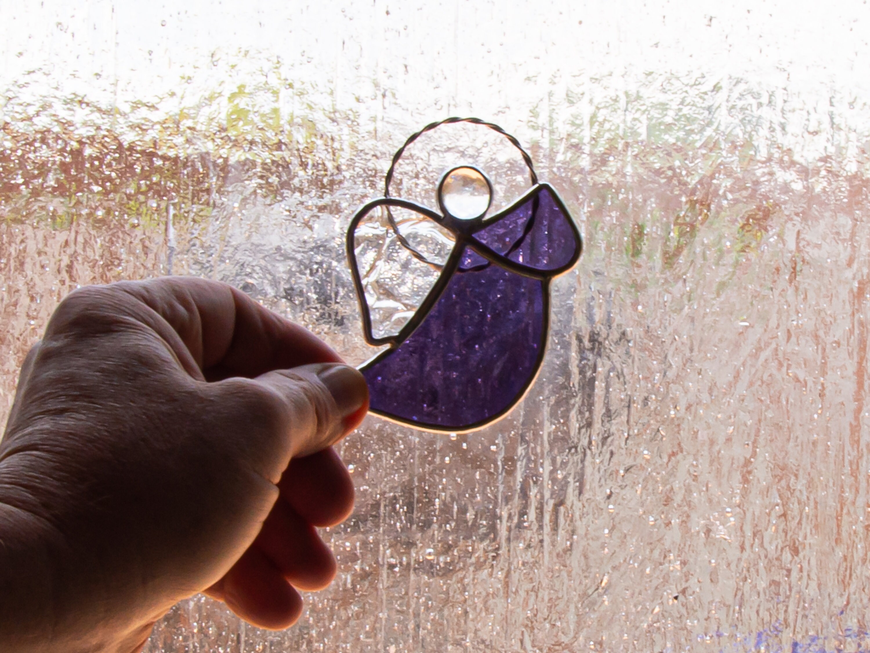 Stained Glass Grape Purple Tiny Angel Suncatcher - Etsy