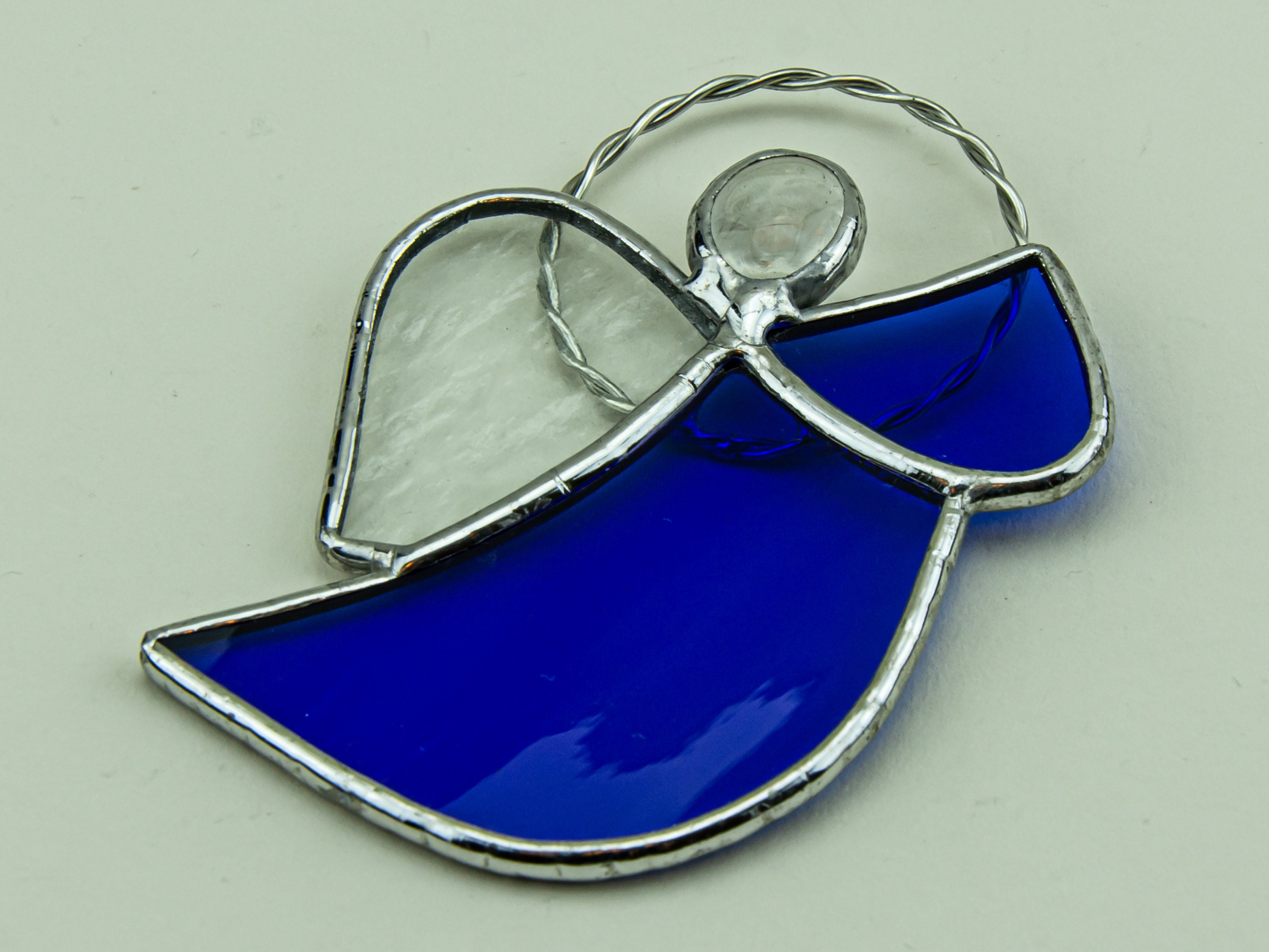 Stained Glass Medium Blue Tiny Angel Suncatcher | Etsy