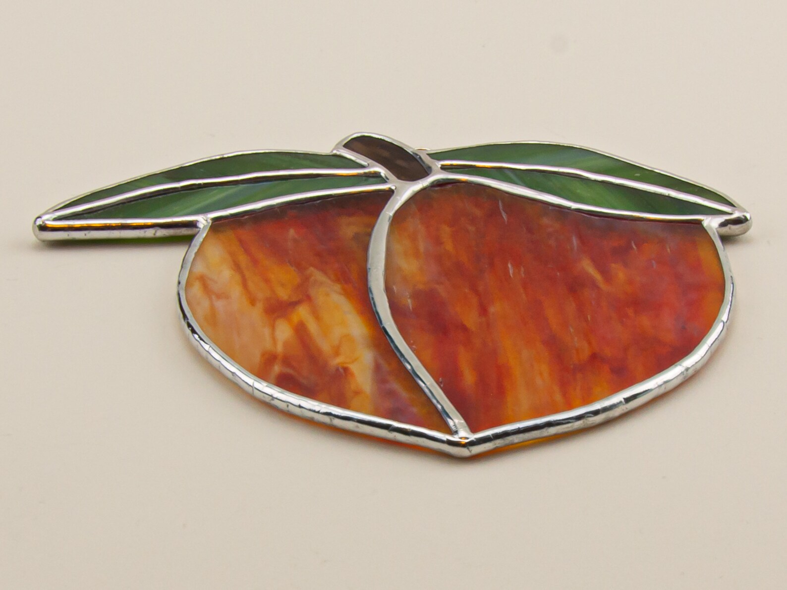 Stained Glass Peach Suncatcher - Etsy