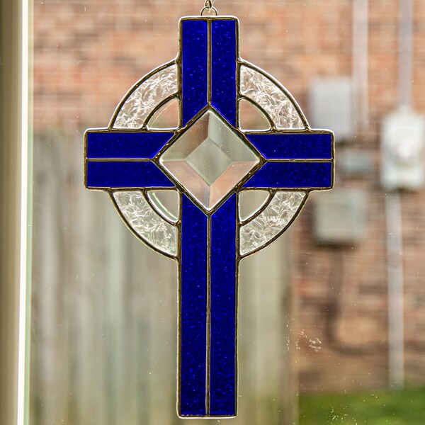 Stained Glass Cross Suncatcher - Etsy