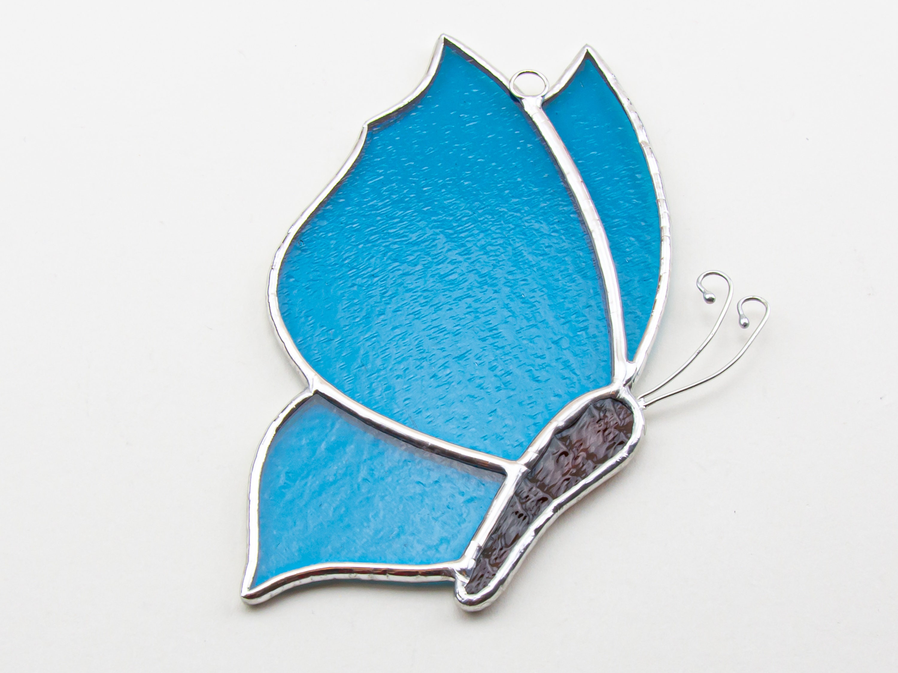 Stained Glass Aqua Blue Butterfly Suncatcher - Etsy