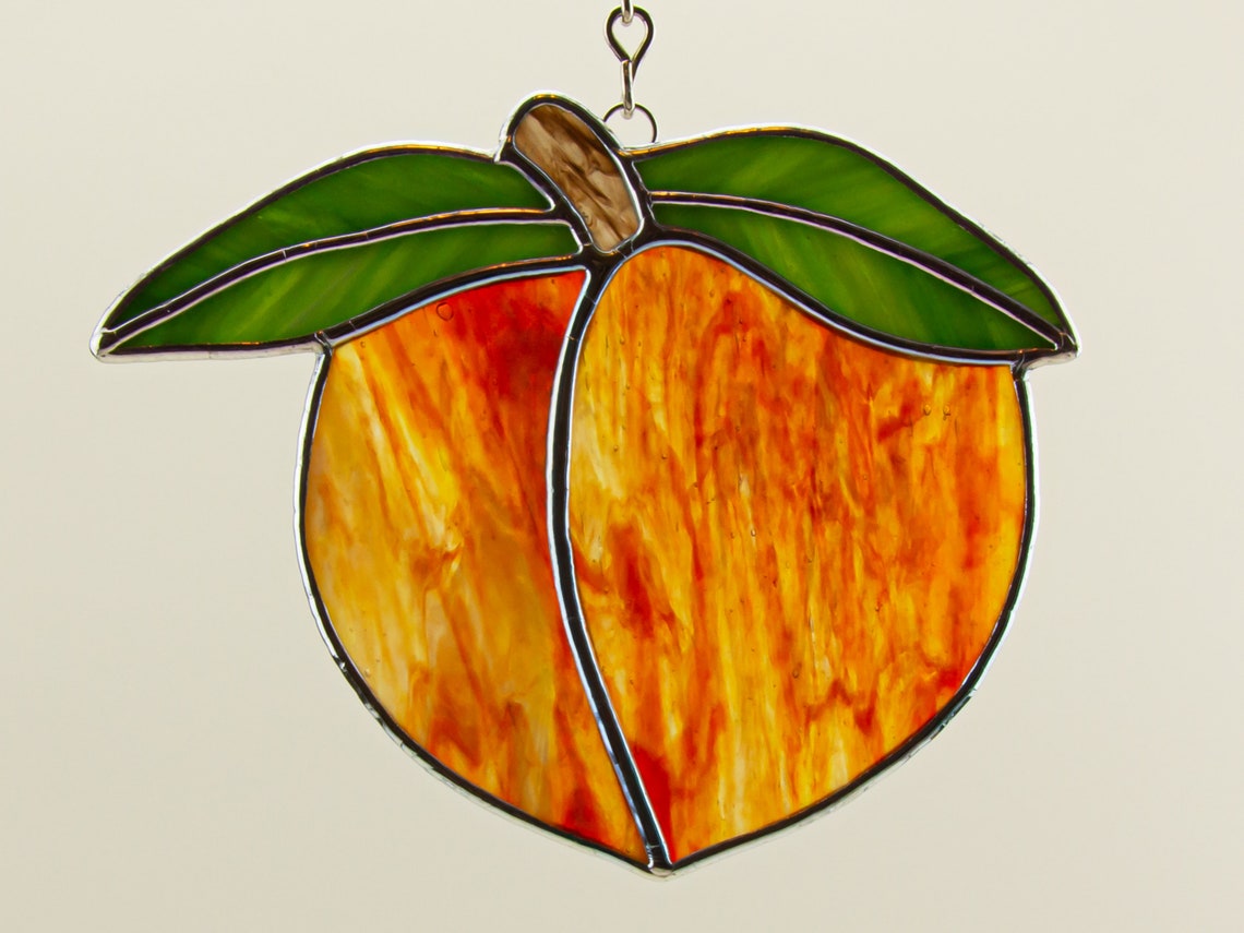 Stained Glass Peach Suncatcher - Etsy