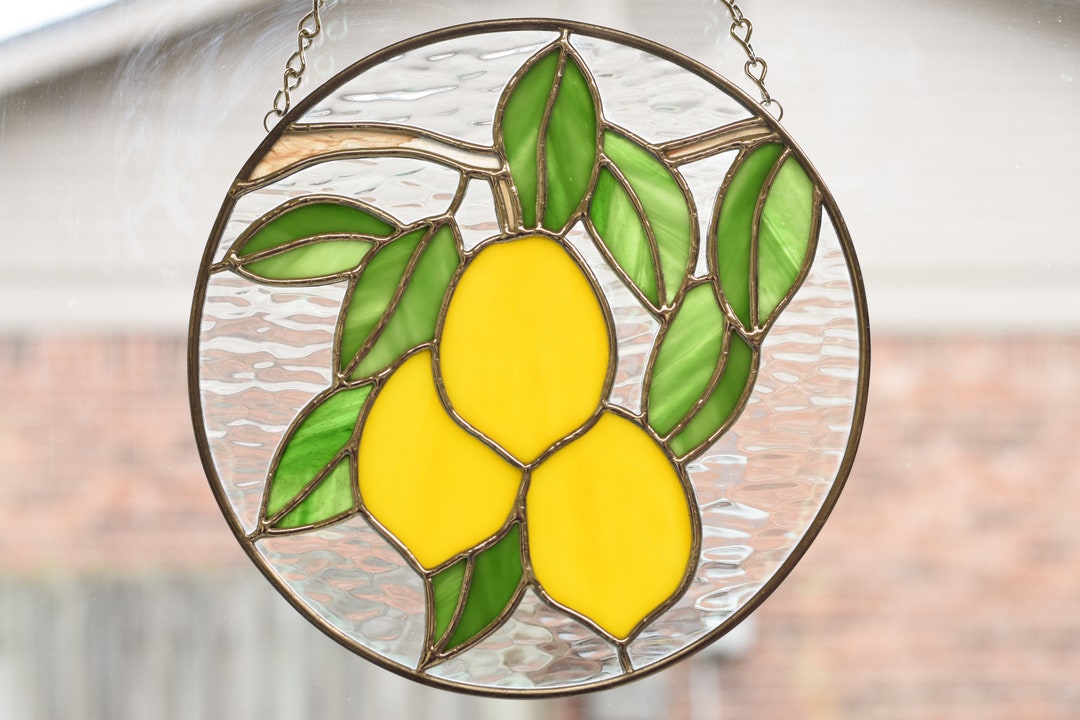 Stained Glass Lemon Trio Panel - Etsy