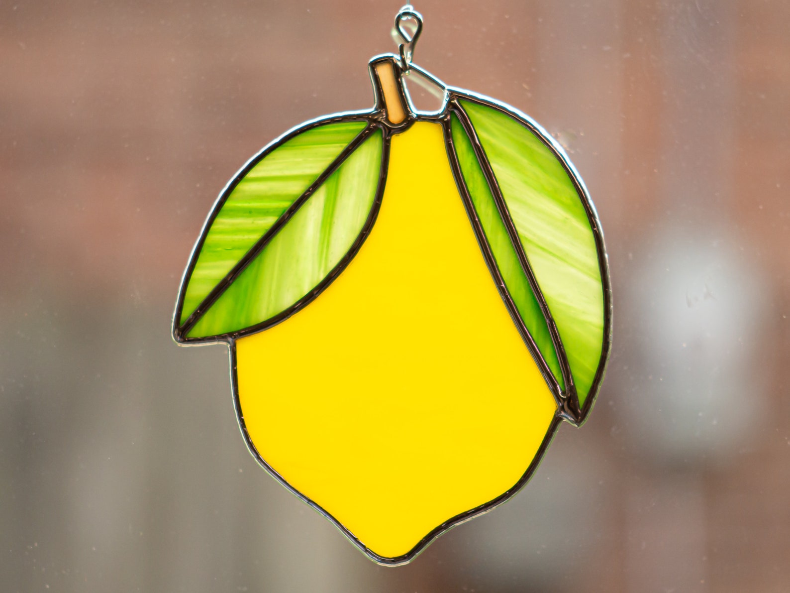 Stained Glass Lemon Suncatcher, Fruit Art Glass, Window Hangings, Home ...