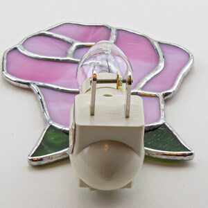 Stained Glass Pink Rose Night Light - Etsy