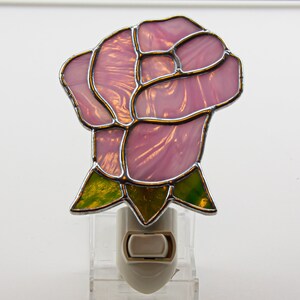 Stained Glass Pink Rose Night Light - Etsy
