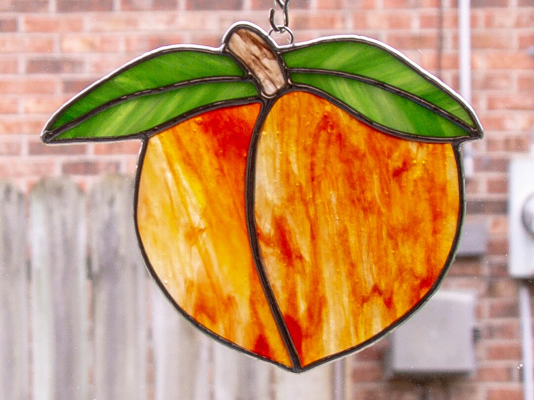 Stained Glass Peach Suncatcher - Etsy