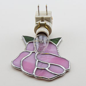 Stained Glass Pink Rose Night Light - Etsy