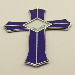 Stained Glass Blue Cross Suncatcher - Etsy