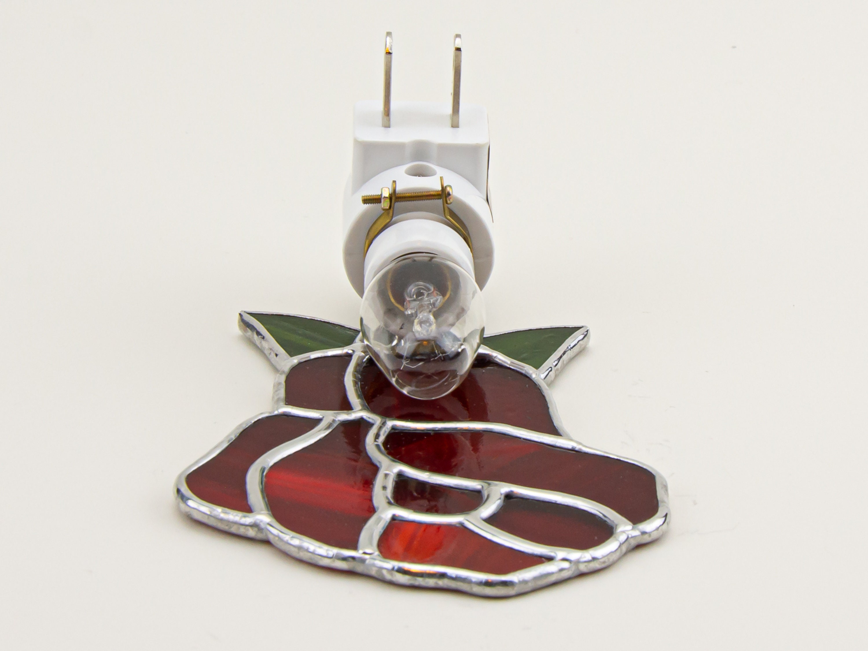 Stained Glass Red Rose Night Light - Etsy