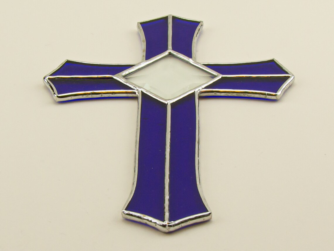 Stained Glass Blue Cross Suncatcher - Etsy