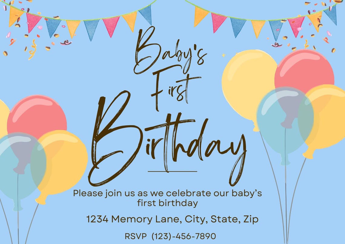 Baby's First Birthday Customizable Invitation - Etsy