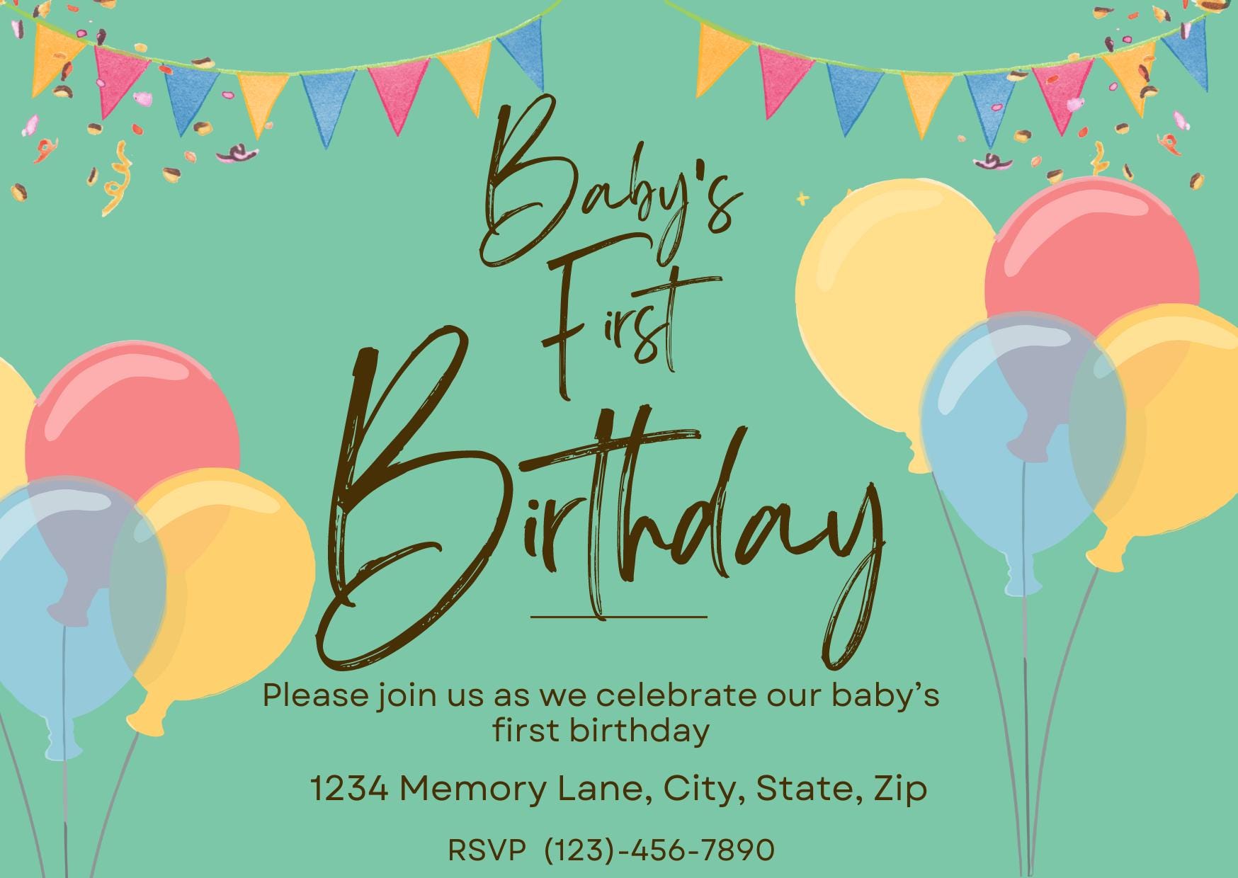 Baby's First Birthday Customizable Invitation - Etsy