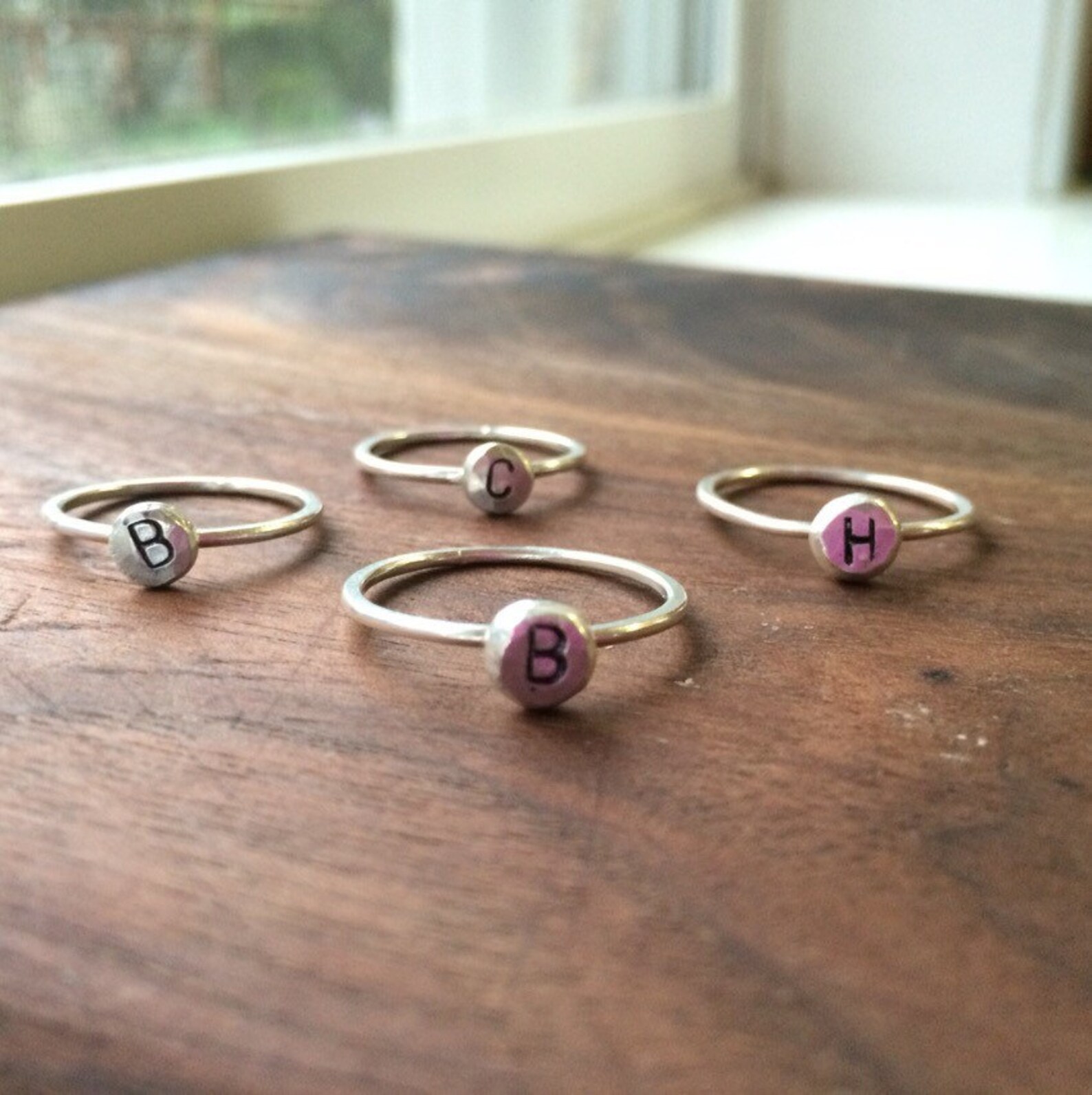 Sterling Silver Initial Stack Ring - Etsy