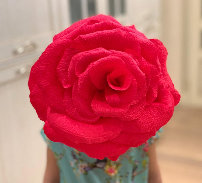 16" Red Rose Paper Hat for Performance Carnival, Tea Party Alice in ...
