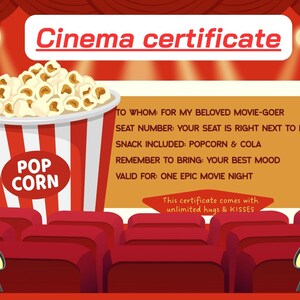 Funny Movie Night Invitation Certificates | Printable Digital PDF ...
