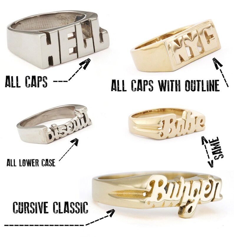 Custom One-line Nameplate Ring - Etsy