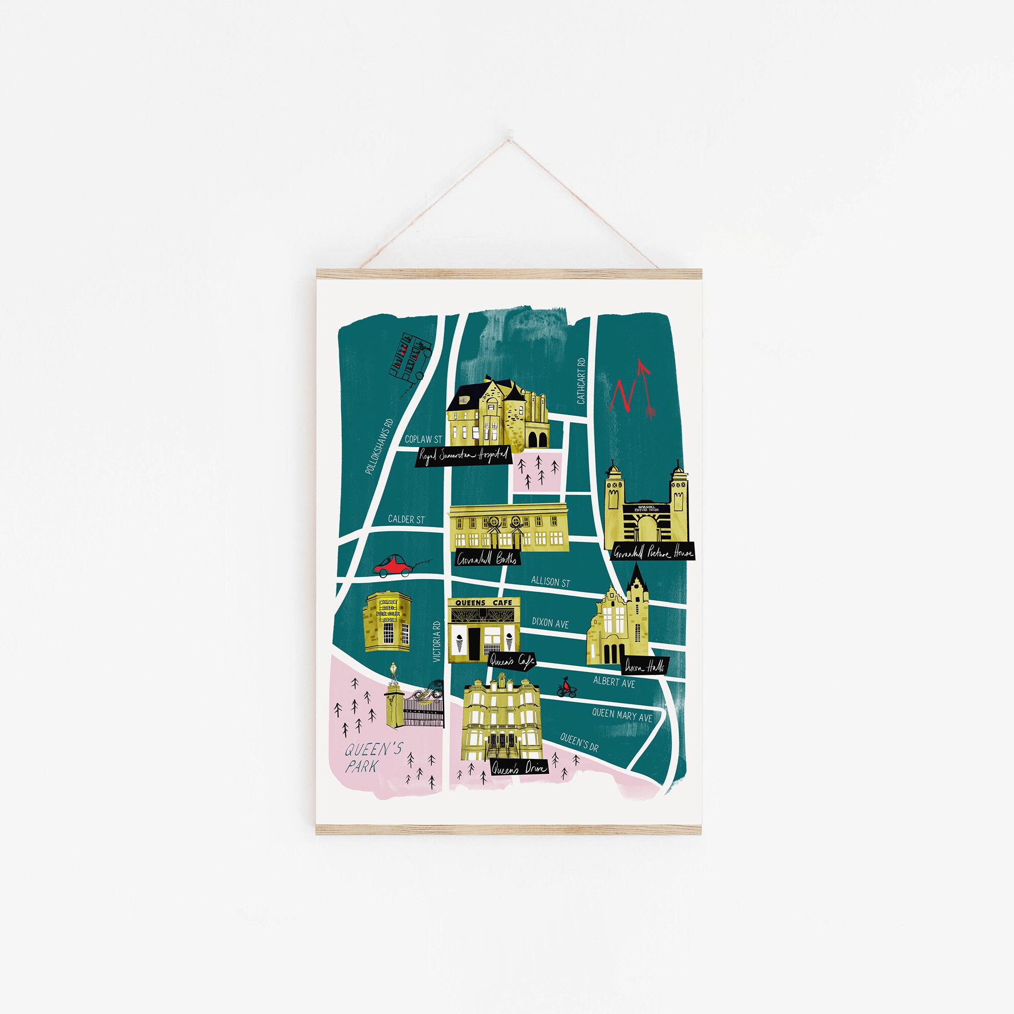 Glasgow Govanhill Map Giclee Print Teal Colour Retirement - Etsy UK