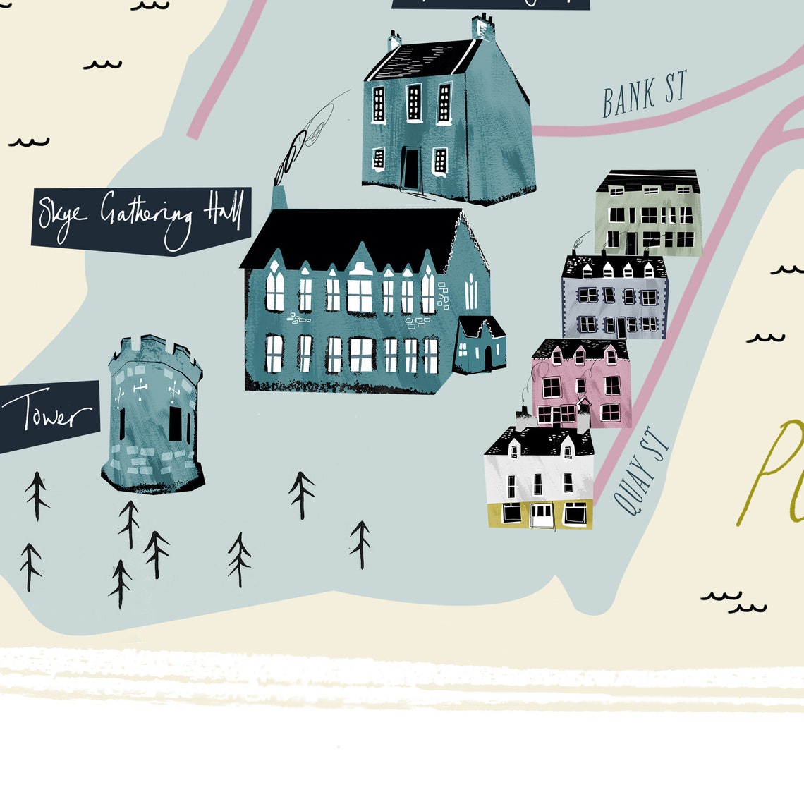 Isle of Skye Portree Map Giclee Print Gift Scotland Print - Etsy