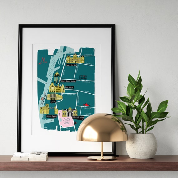 Glasgow Govan Map Giclee Print Teal Colour Retirement Gift - Etsy UK