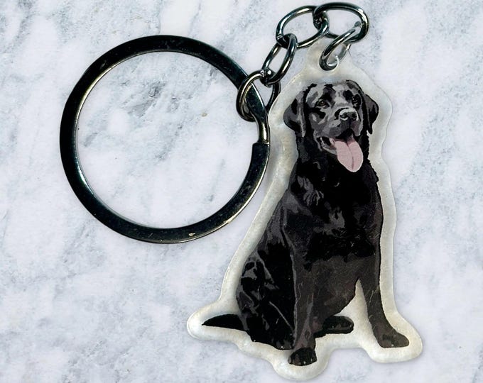 Black Labrador Dog Keychain | Original Dog Illustration Artwork - Etsy