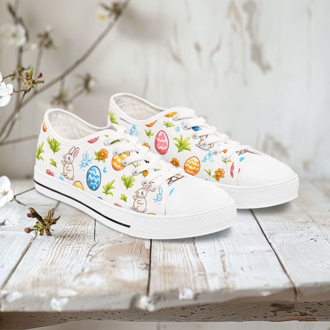 Easter Bunny and Eggs Women's Sneakers, Matching Kid Shoes, Low Top ...