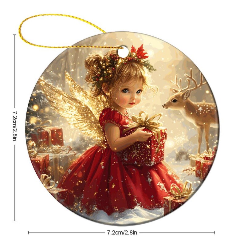 Christmas Angel With Red Dress, Vintage Christmas Ceramic Ornament ...