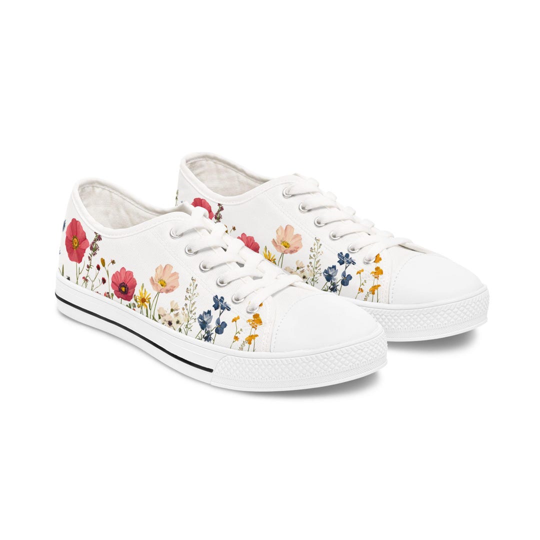 Wildflower Low Top Sneakers: Floral Print Women's Shoes - Etsy