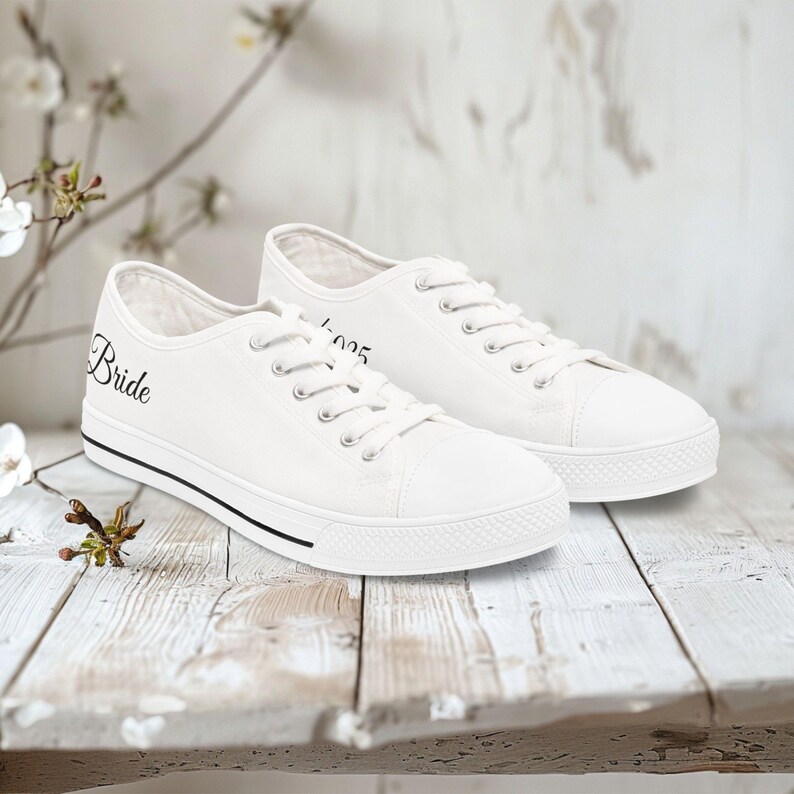 Bride Low Top Sneakers With Name and Date, Personalized Wedding Shoes ...