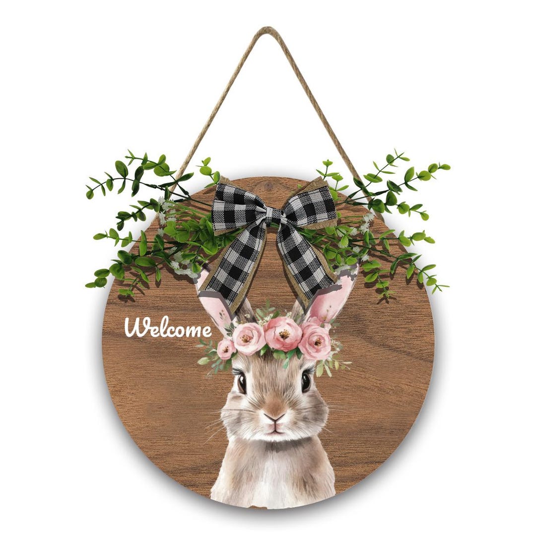 Adorable Easter Bunny Welcome Sign - Rustic Farmhouse Decor for Spring ...