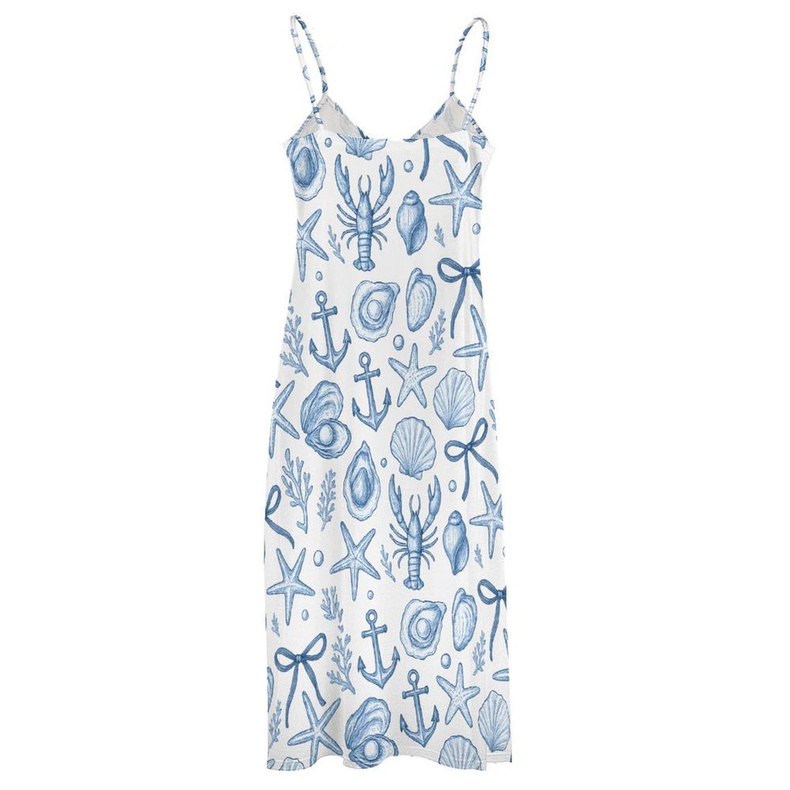 Oyster Seashell Print Slip Dress: Coastalcore Ankle-length Dress - Etsy