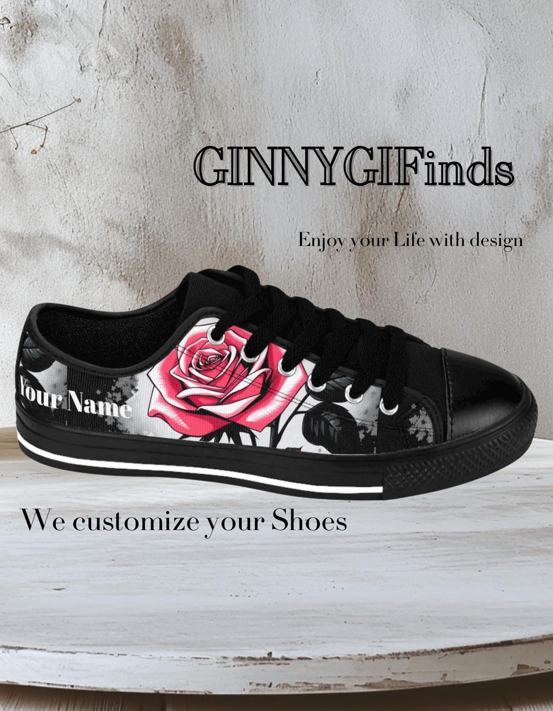 Enchanted Rose Sneakers for Men, Floral Design, Stylish Red Roses ...