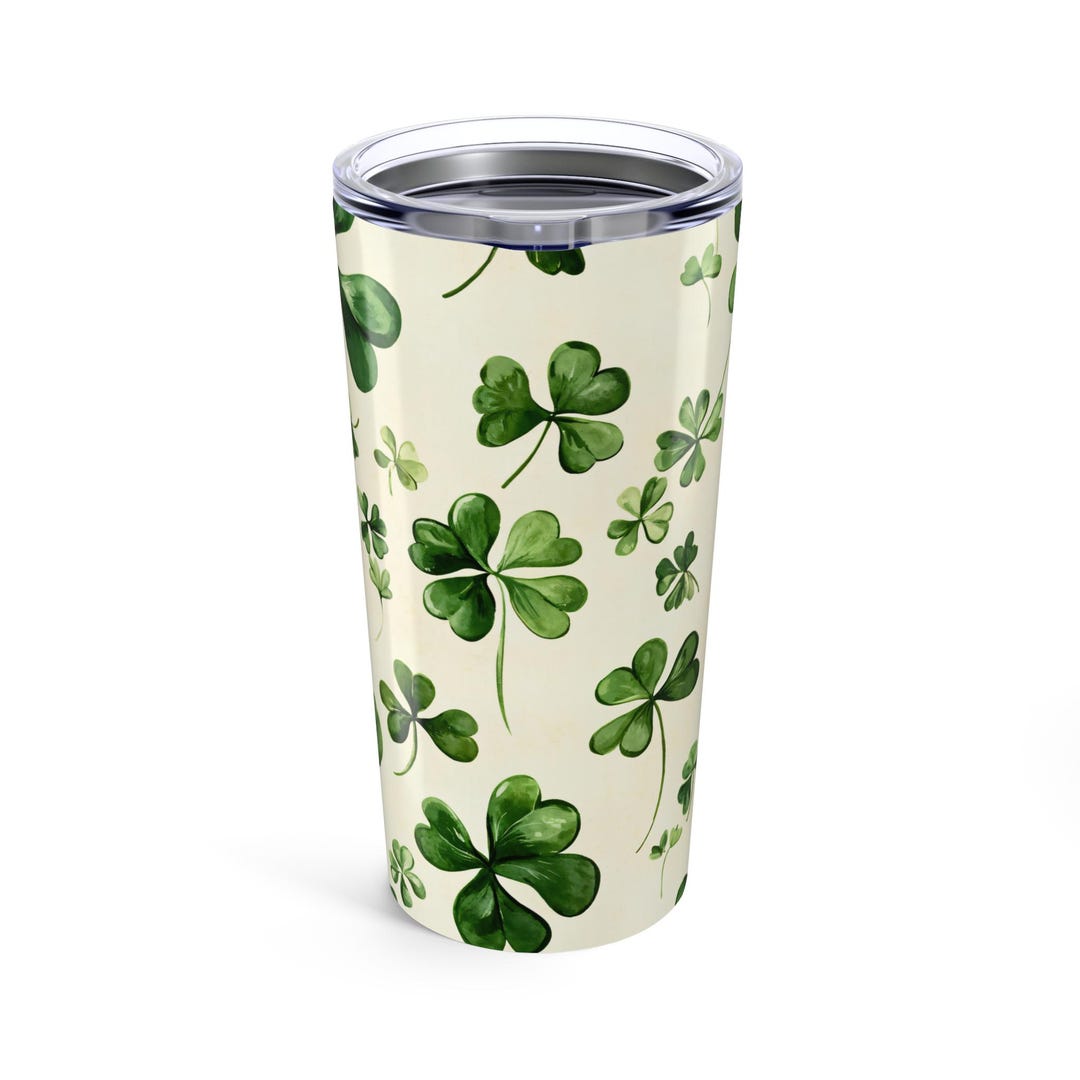 Shamrock Tumbler - Green Clover Mug, St. Patrick's Day Cup, Irish Luck ...