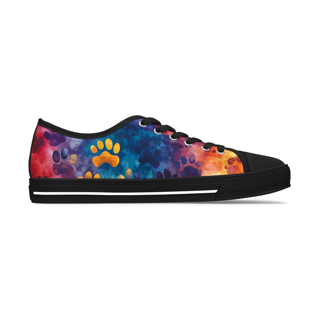 Paws Dogs Animal Low Top Sneakers, Dog Lover Shoes, Cute Animal Print ...