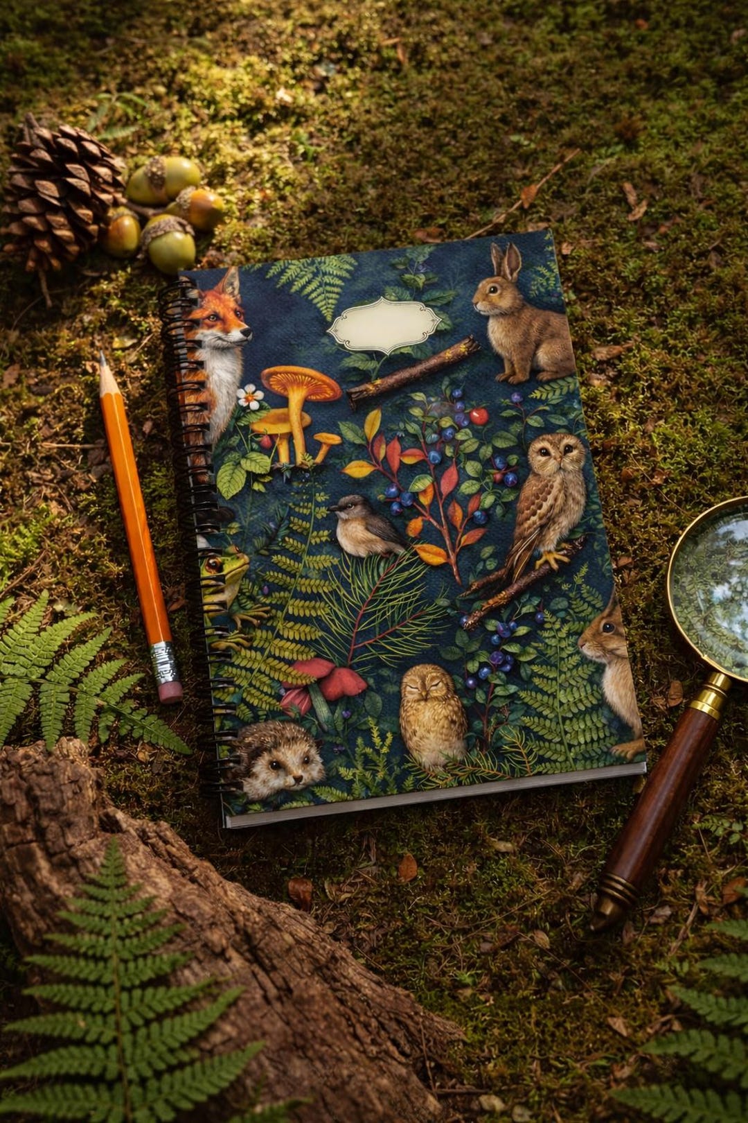Woodland Animals Notebook Spiral Journal | Fox Owl Rabbit Hedgehog - Etsy