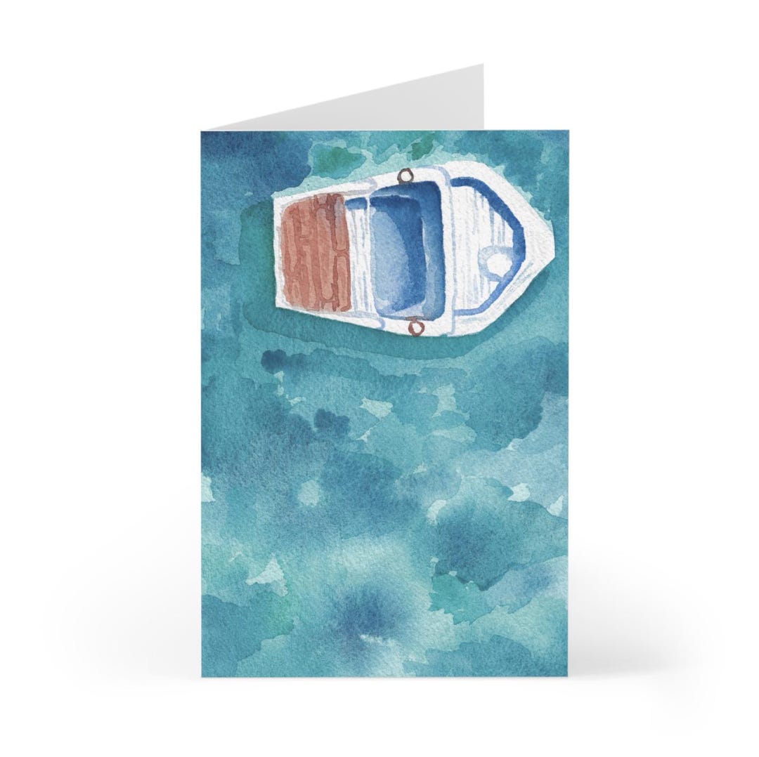 Boat on the Ocean Watercolor Card – Nautical Greeting Card for Sailors ...