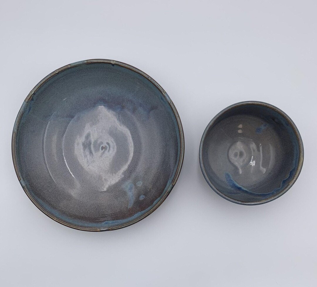 Two Bowls Stoneware Pottery Lavender Blue Brown Glazed Gary Anderson ...